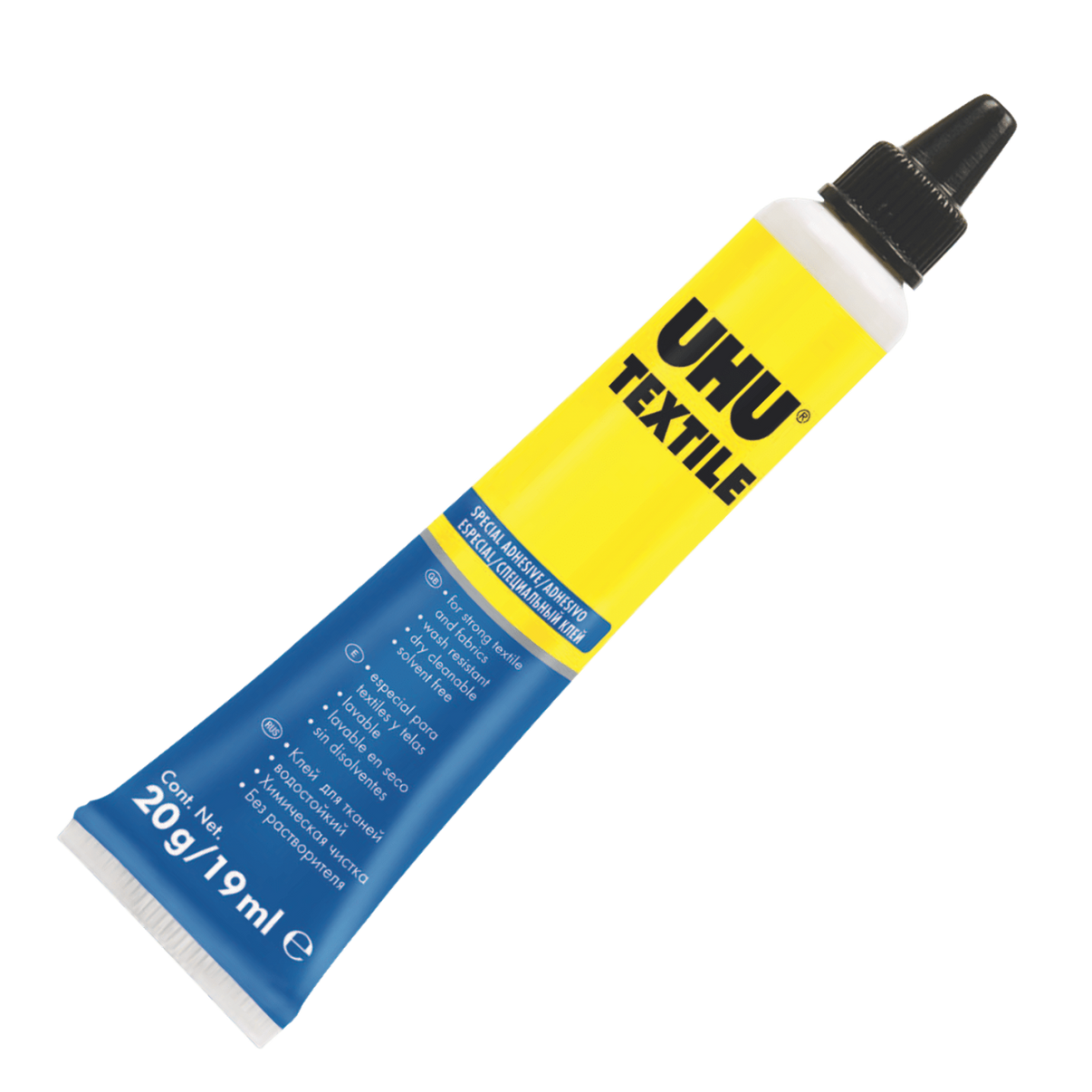 PEGAMENTO PARA TEXTILES UHU TEXTILE X 19 ML - BLISTER – Tienda UTIL